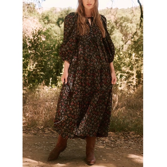 THE GREAT. | Dresses | The Great Midi Floral Longsleeve The Bonnet ...
